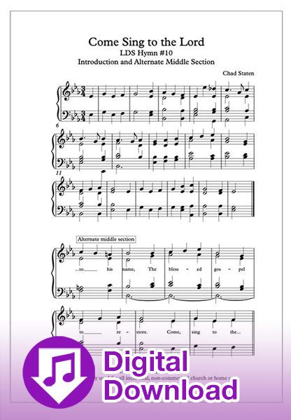 Come Sing to the Lord | Free LDS Sheet Music | Hymn Harmonization ...