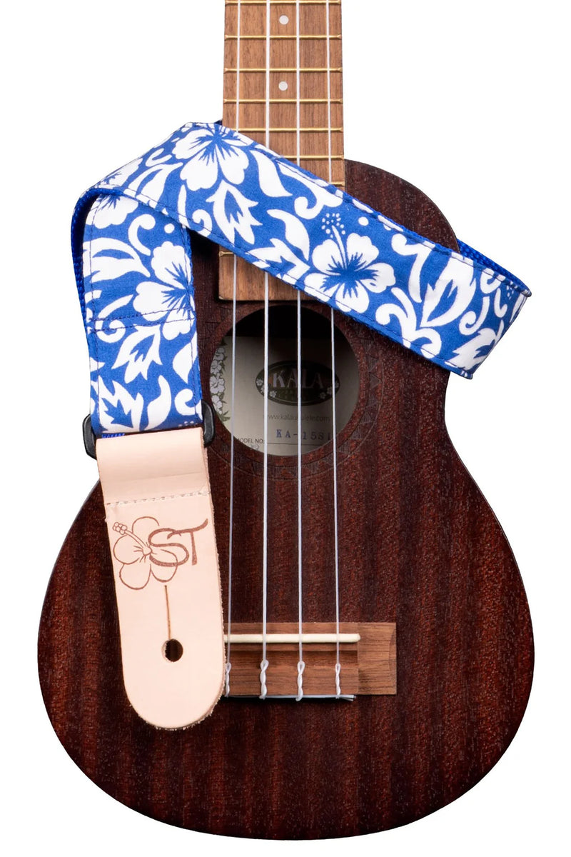California Handmade Ukulele Strap - Blue Hibiscus | Kala Brand – Teton ...